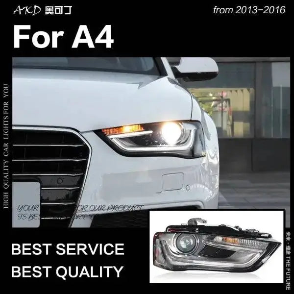 A4 Headlights 2013-2016 A4L RS4 Sedan Headlight DRL Hid Head lamp light Angel Eye Bi Xenon Beam ...