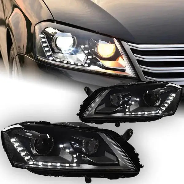 VW Passat B7 Headlight 2012-2016 Passat Europe LED DRL Hid Head lamp light Angel Eye Bi Xenon ...