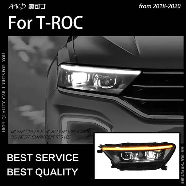 VW T-ROC Headlights 2017-2020 T-ROC LED Headlight Dynamic Signal Led Projector Lens DRL | CAR ...