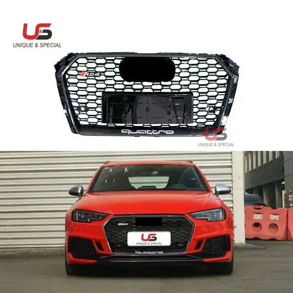 Honeycomb Carbon Fiber Frame Black Net Grilles for Audi A4 B9 Rs4 Gril ...