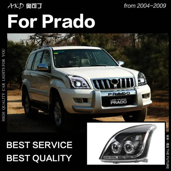 Toyota Prado Headlight 2004-2009 LED Headlight DRL Hid Head lamp light ...