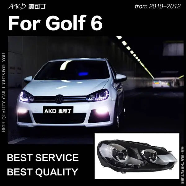 VW Golf 6 Headlights 2009-2012 Golf6 LED Headlight LED DRL Hid Head ...