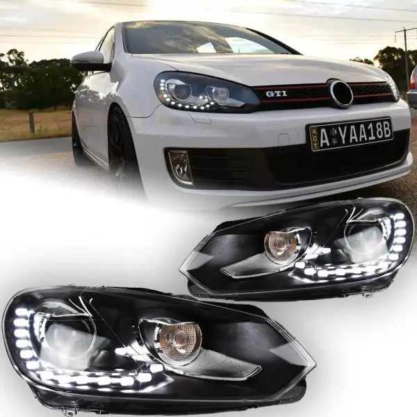 VW Golf 6 LED Headlight 2009-2012 R20 Design Golf LED DRL Hid Head lamp ...